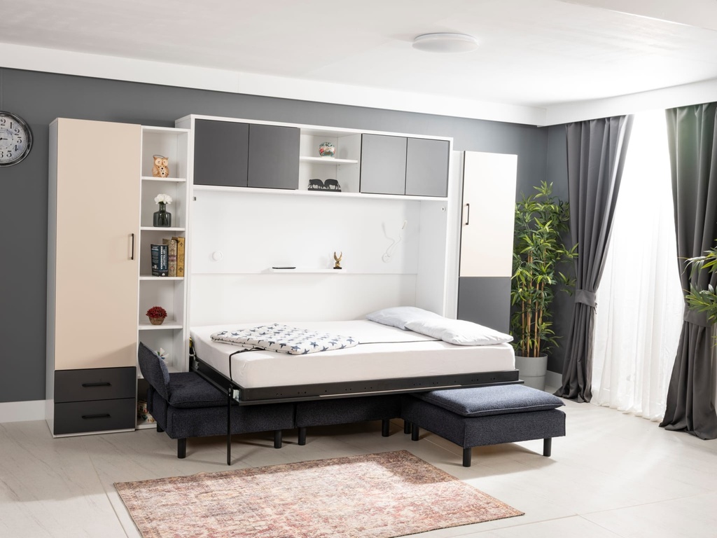 Horizontales Schrakbett, 2 Plätze mit Einbauschrank – Designer-Einbaus